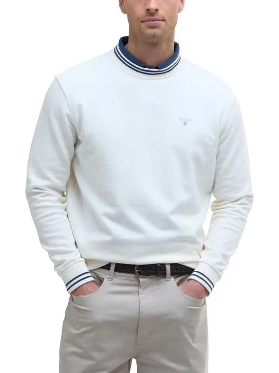 Barbour Rosford Tipped Cotton Crewneck Sweatshirt - Whisper White