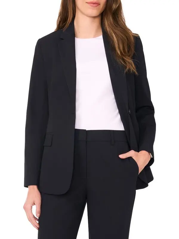 Halogen One-button Stretch Blazer - Rich Black