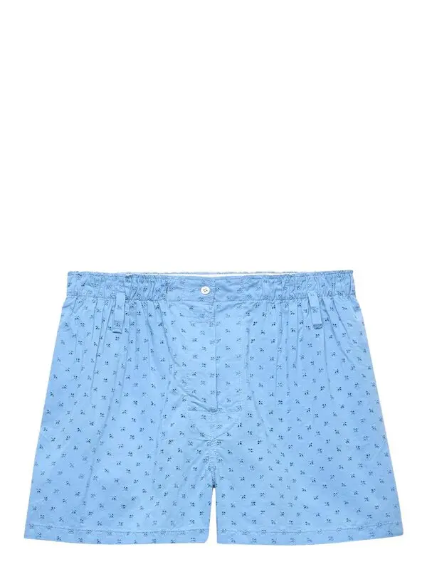 Prada Floral Eyelet Poplin Shorts - Azzurro