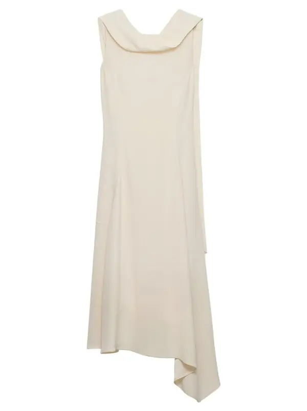 Prada Neck-scarf Backless Cady Crepe Midi Dress - Avorio