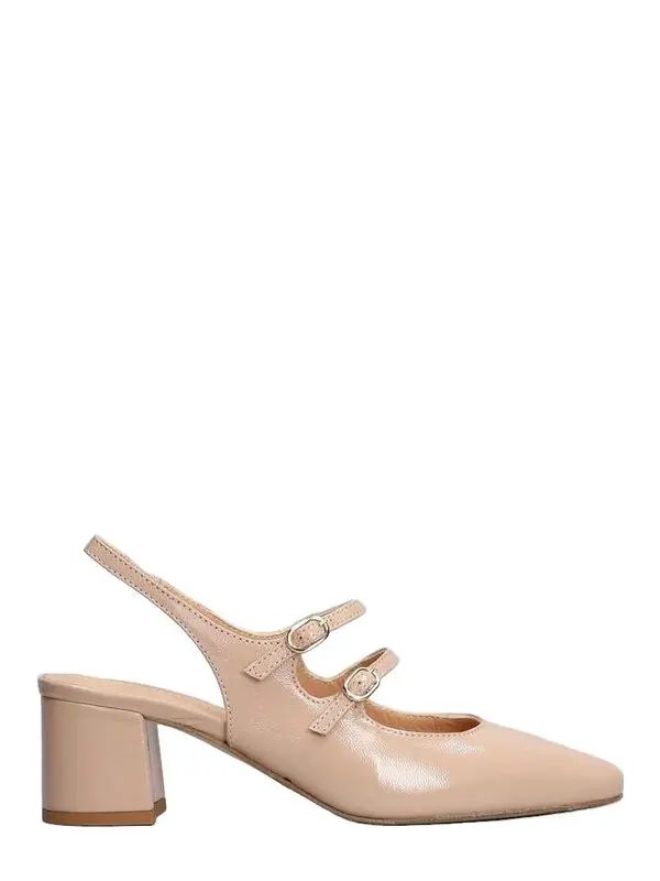 JULIE DEE Leather Slingback Pumps - Powder
