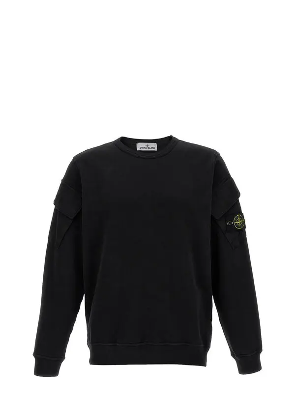 Stone Island Logo Badge Sweatshirt - Black