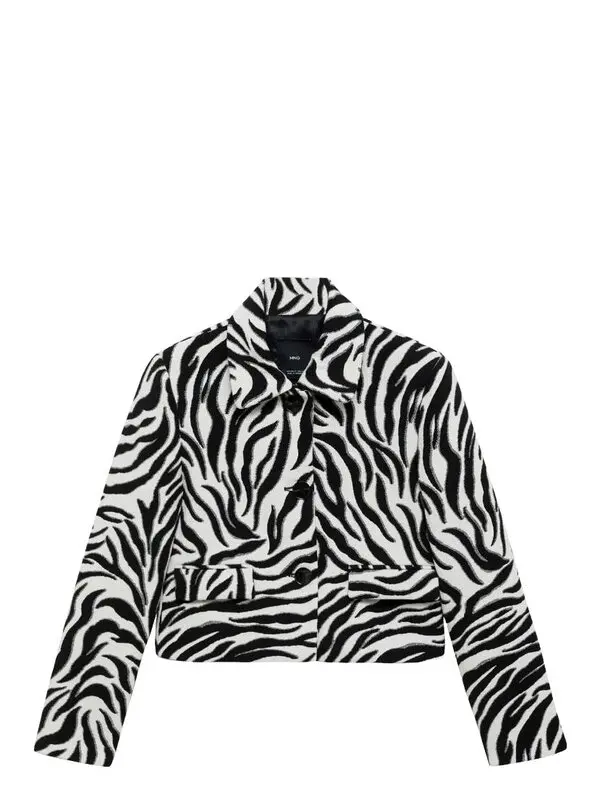 Mango Zebra Print Jacket - Black