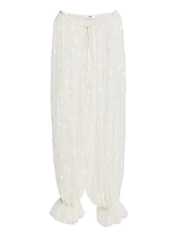 Chloé Embroidered Tulle Wide-leg Trousers - Whisper White