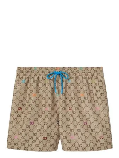 Gucci Printed Technical Poplin Swim Shorts - Beige