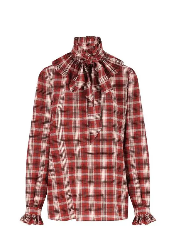 Saint Laurent Poet Blouse - Bordeaux Craie Noir