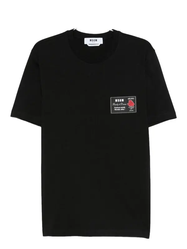 MSGM Cotton T-shirt With Logo - Black