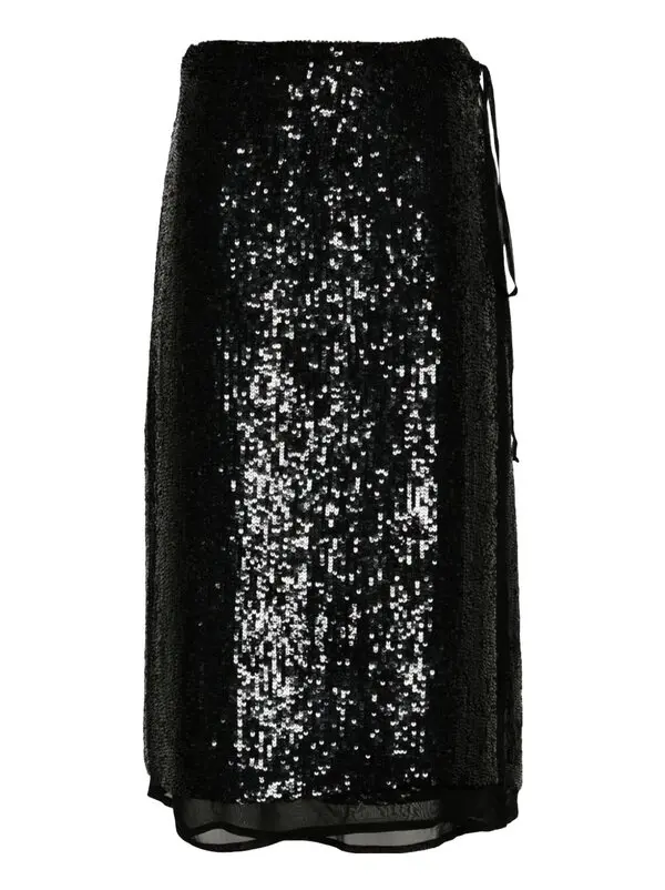 P.a.r.o.s.h Gabriel Sequined Wrap Skirt - Black