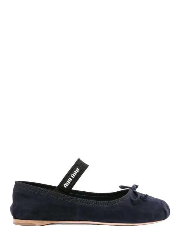 Miu Miu Bow-detail Suede Ballerina Shoes - Blue