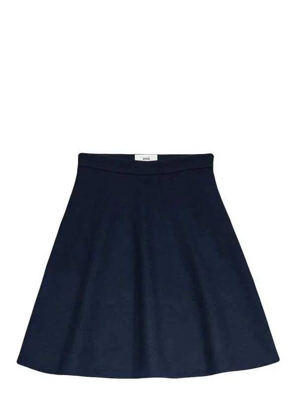 Ami Virgin Wool-blend A-line Skirt - Night Blue