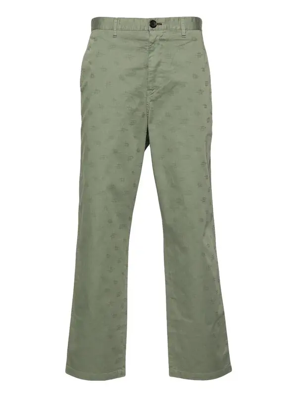Paul Smith Monogram-jacquard Straight Trousers - Lt Greyish Green