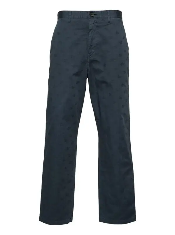 Paul Smith Monogram Jacquard Straight Trousers - Inky Blue