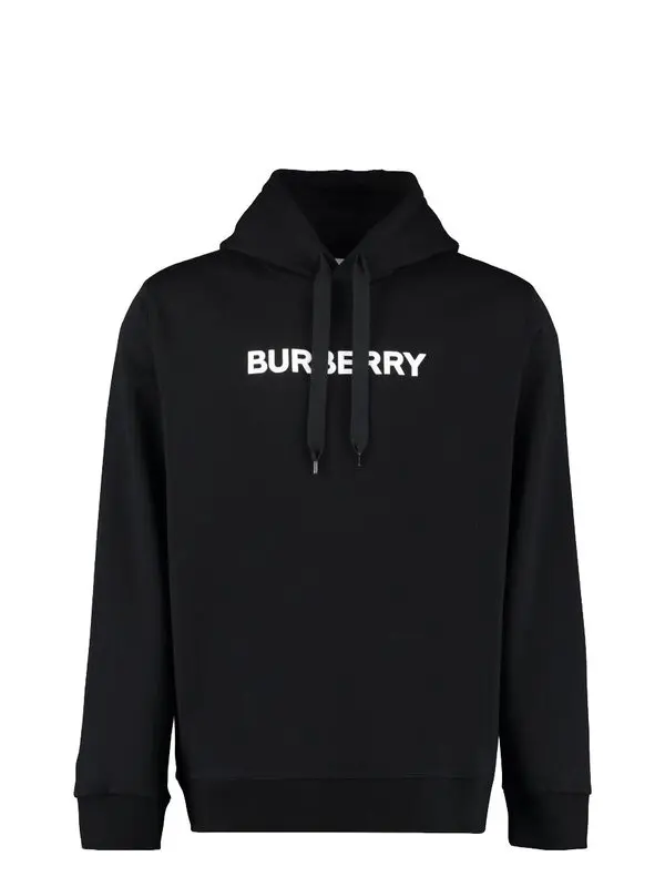 Burberry Logo Cotton Hoodie - Black