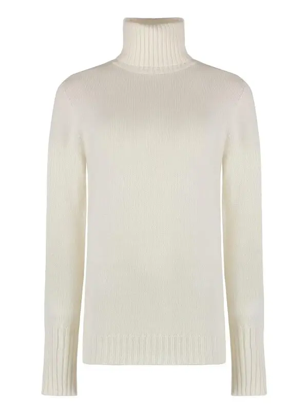 THE (ALPHABET) Cashmere Turtleneck Pullover - White