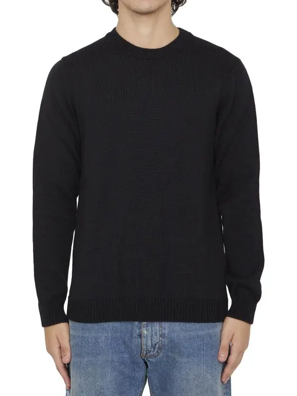 ROBERTO COLLINA Merino Wool Crewneck Jumper - Black