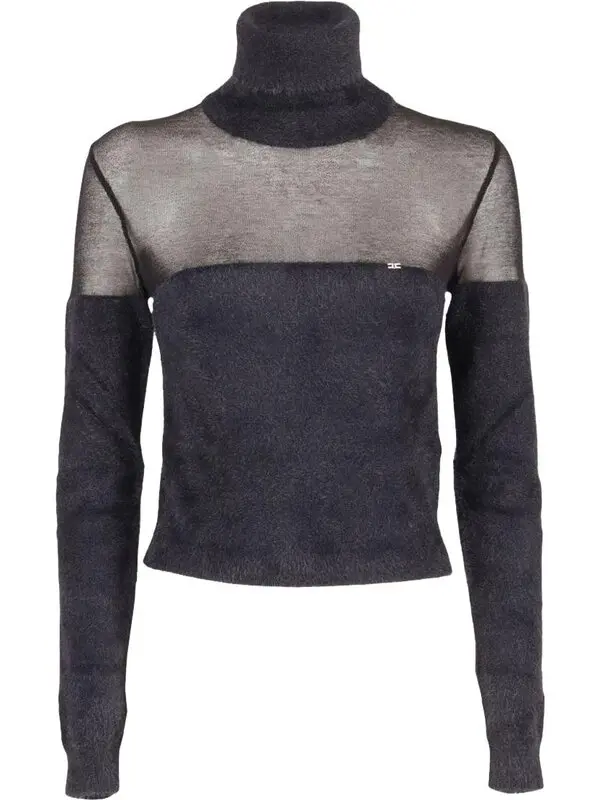 Elisabetta Franchi Knitted Turtleneck Top - Black