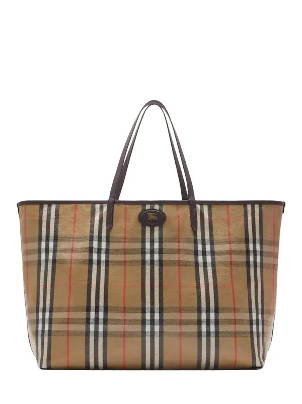 Burberry Tote With Vintage Check Pattern - Beige