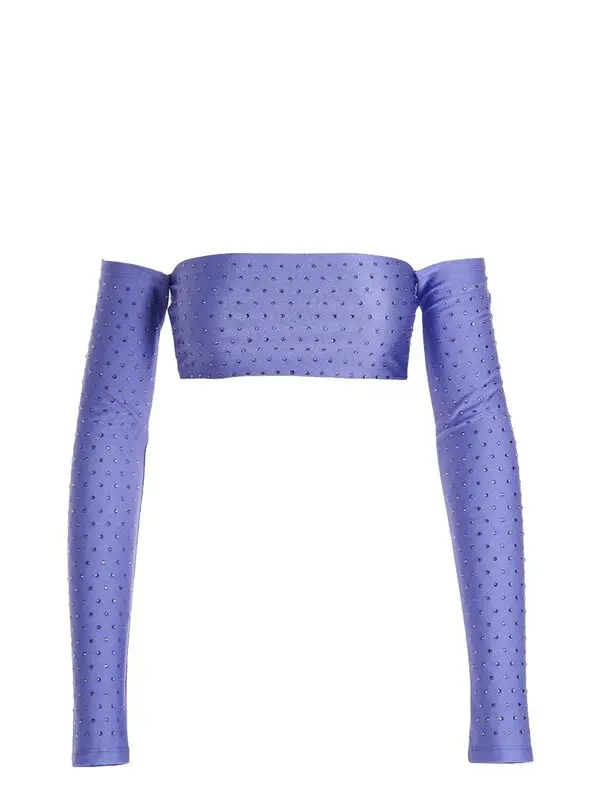 Andamane Crystal Embellished Cropped Top - Purple