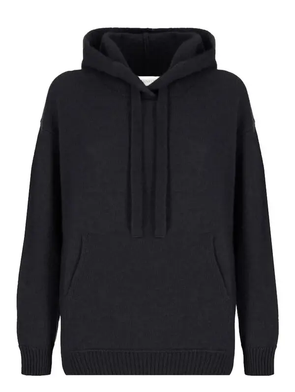 LANEUS Hooded Cashmere Blend Sweater - Black