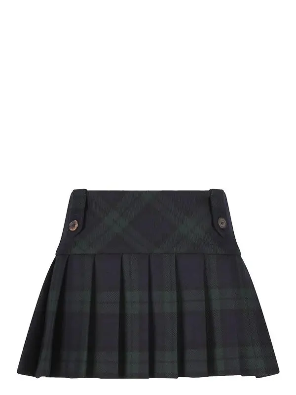 Miu Miu Pleated Tartan Mini Skirt - Blue+green