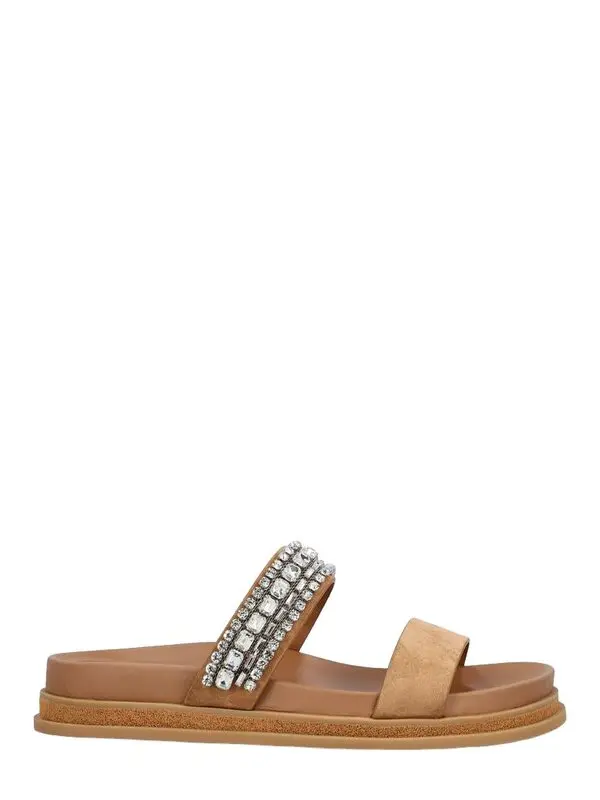 JIMMY CHOO Jadi Flat Sandals - Toffee/crystal