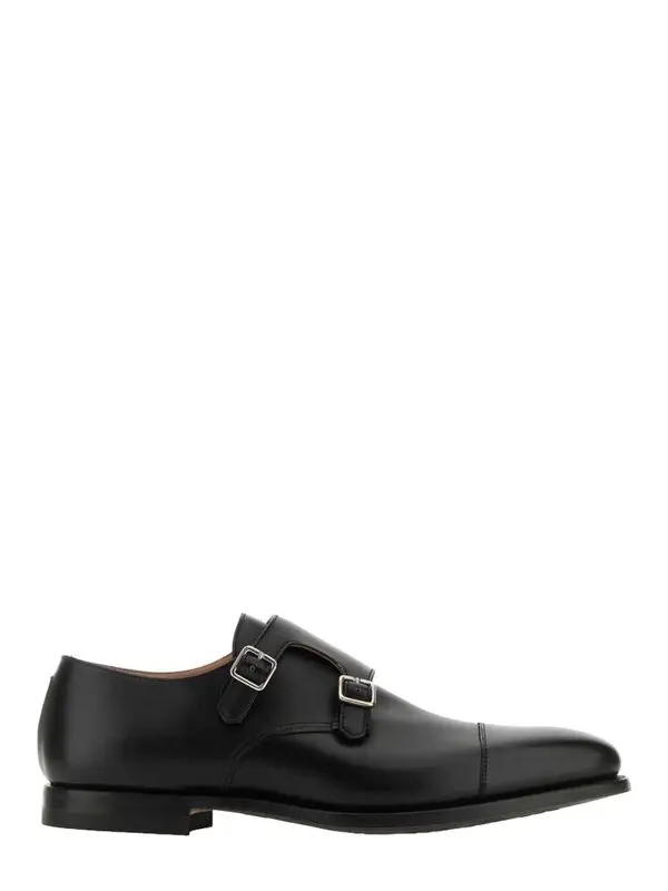 Crockett & Jones Double Monk Strap Leather Shoes - Blackcalf