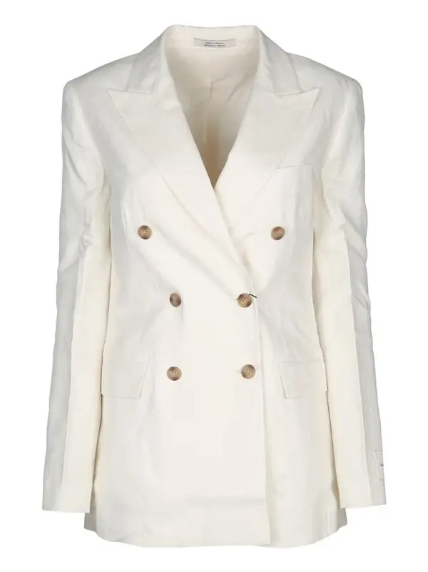 Calvin Klein Relaxed Linen Double Breasted Blazer - Tofu
