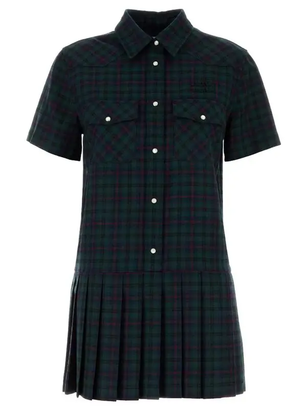 Miu Miu Embroidered Wool Mini Dress - Multicolor