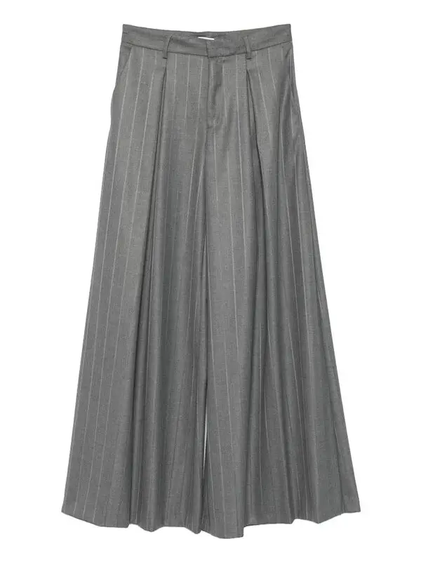 Andamane Pinstripe Pleated Trousers - Grey