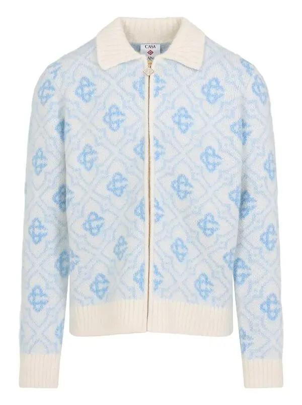 Casablanca Monogram Zip-up Sweater - Blue