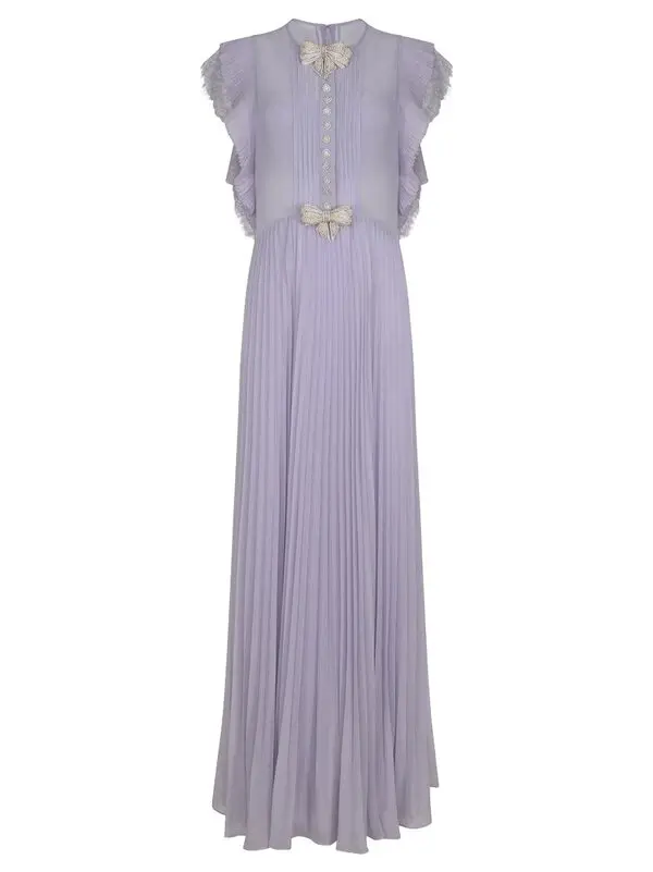 SELF-PORTRAIT Chiffon And Lace Dress - Purple