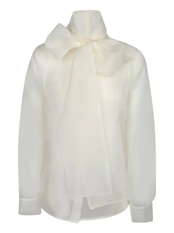 P.a.r.o.s.h Long Sleeve Organza Shirt - White