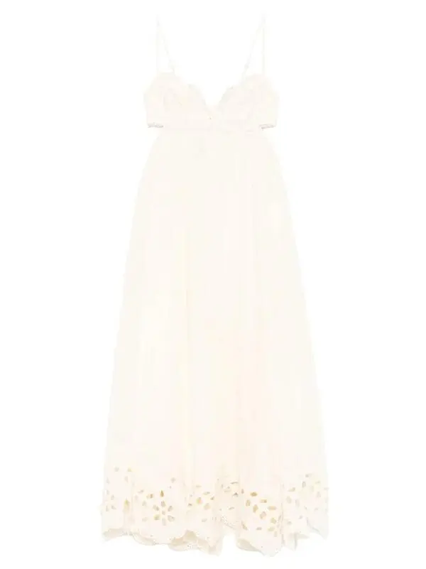 Zimmermann Floral Embroidered Dress - Beige