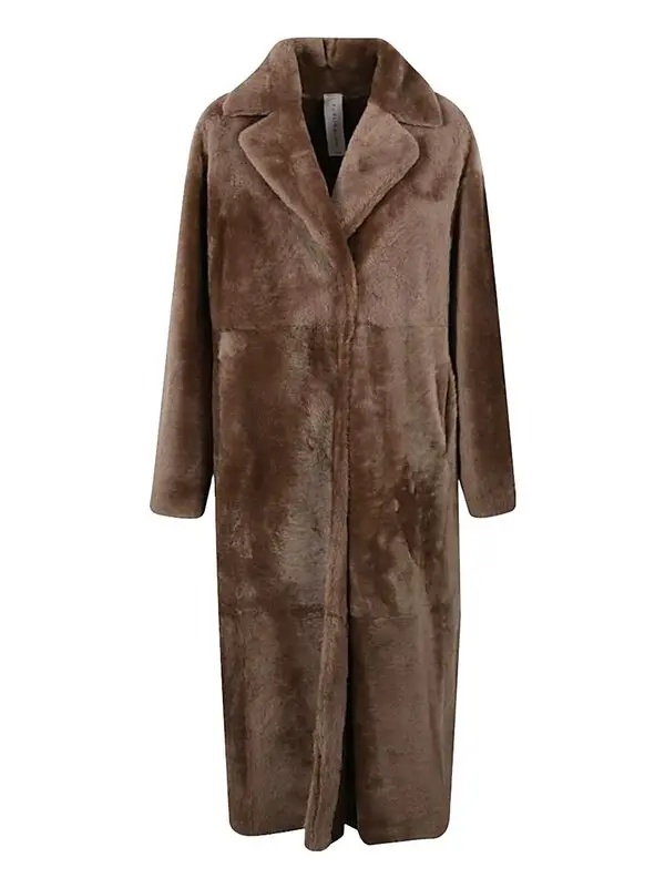 FURLING BY GIANI Long Lambskin Coat - Brown