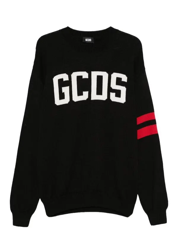 Gcds Logo Striped Sweater - Black