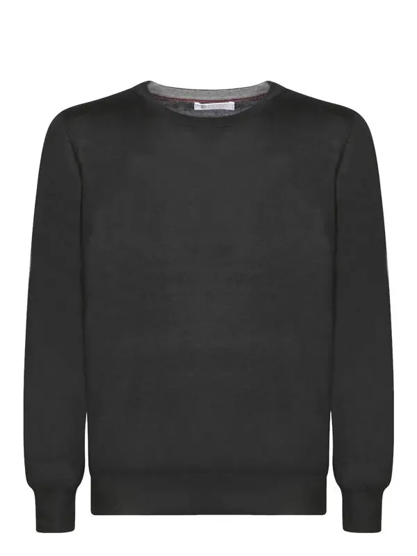 Brunello Cucinelli Long Sleeve Cashmere And Silk Knitwear - Black