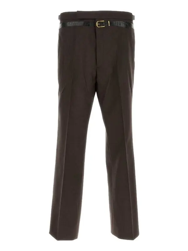 Prada Wide-leg Mohair-silk Blend Trousers - Brown