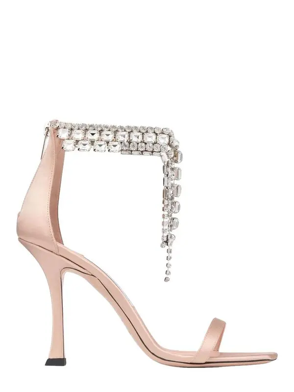 JIMMY CHOO Verity Crystal-embellished Satin Sandals - Pink