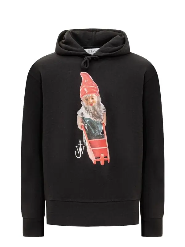 JW Anderson Hoodie With Gnome Print - Black