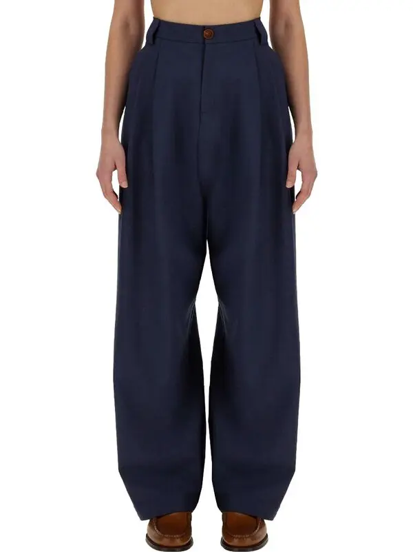 ALYSI Wide Leg Canvas Pants - Blue