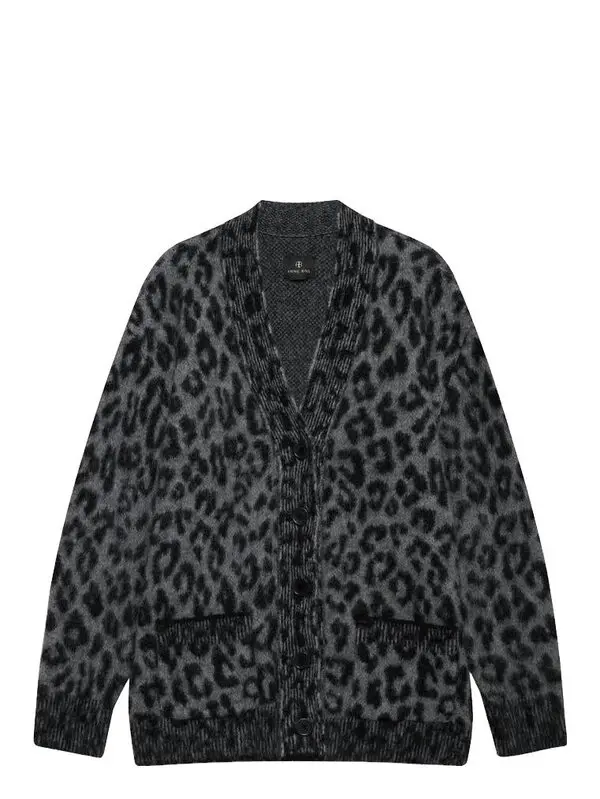 ANINE BING Leopard Print Sweater - Grey