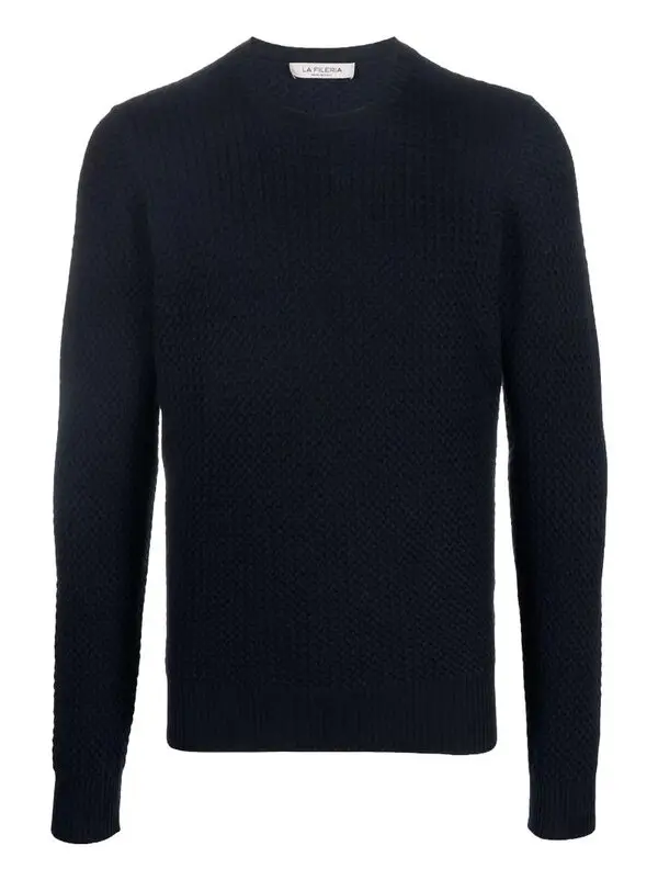 FILERIA Waffle Knit Virgin Wool Sweater - Blue