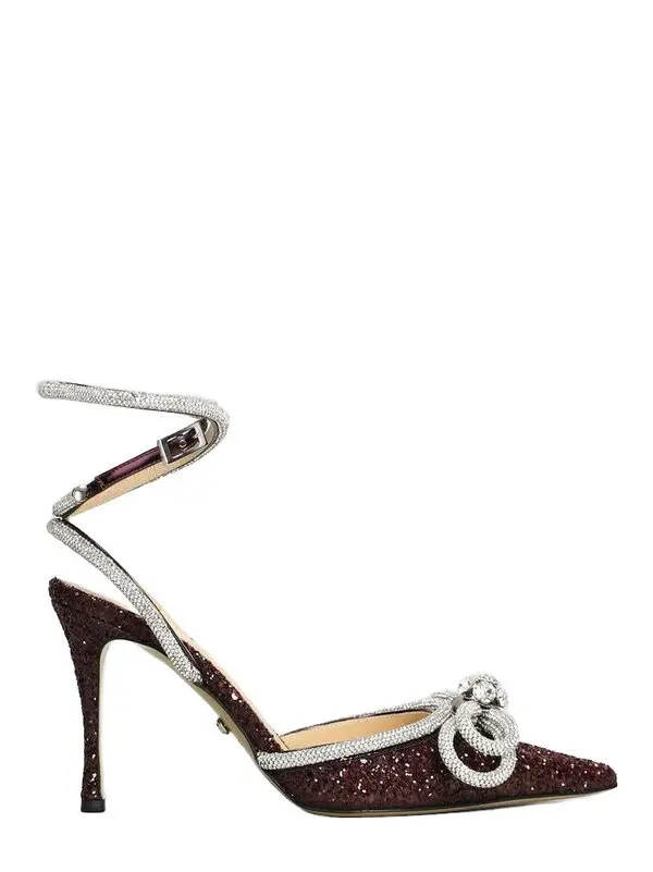 Mach & Mach Glitter Pumps With Bow And Crystal Details - Red