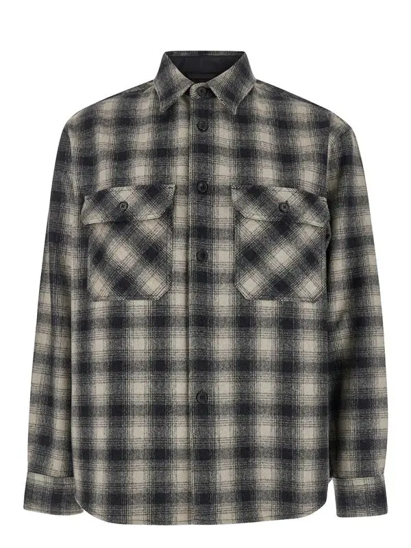 TONYWACK Ombré Shirt With Check Motif And Two Front Pocket In Wool Blend - Multicolor