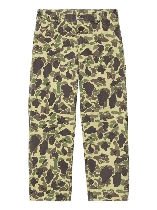Carhartt Work In Progress Green Camouflage Pattern Pants - Yellow/green