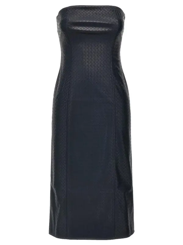 Remain Birger Christensen Midi Braided Off-the-shoulder Dress - Blue
