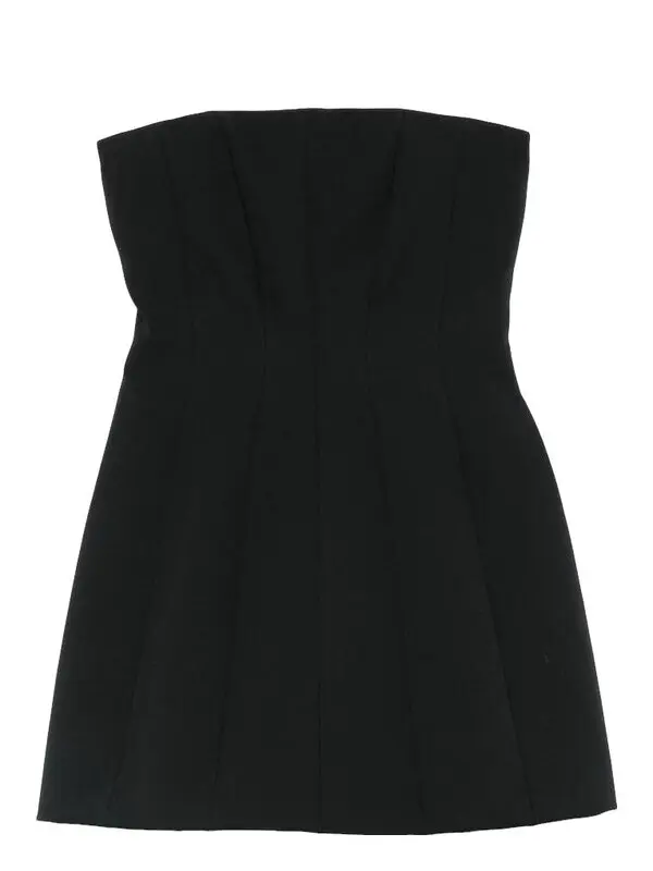 Max Mara Strapless Pleated Gown - Black