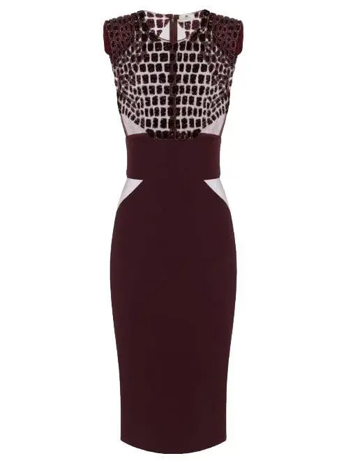 Elisabetta Franchi Fitted Midi Dress With Crocodile Embroidery - Red