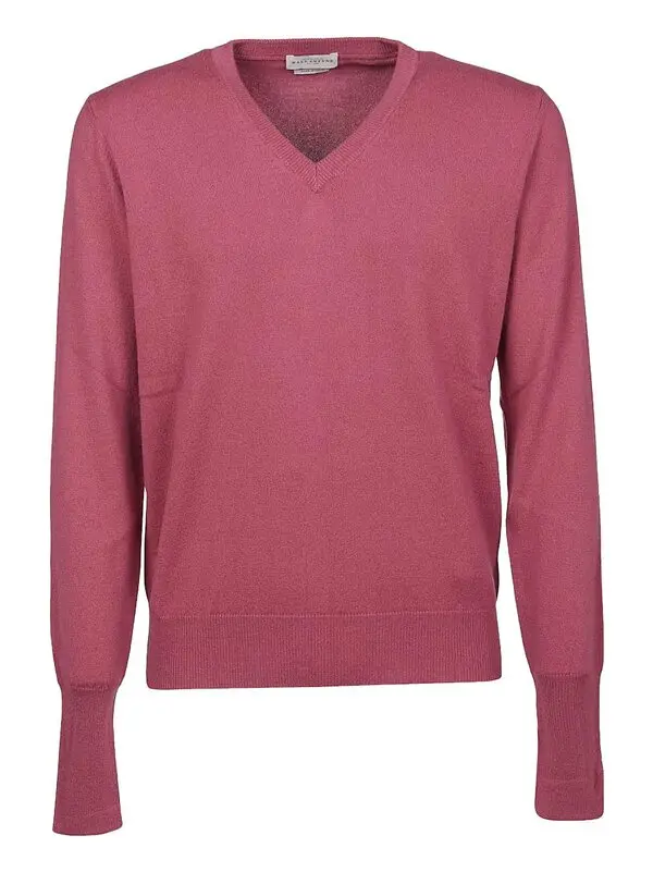 BALLANTYNE Cashmere V-neck Pullover Sweater - Red