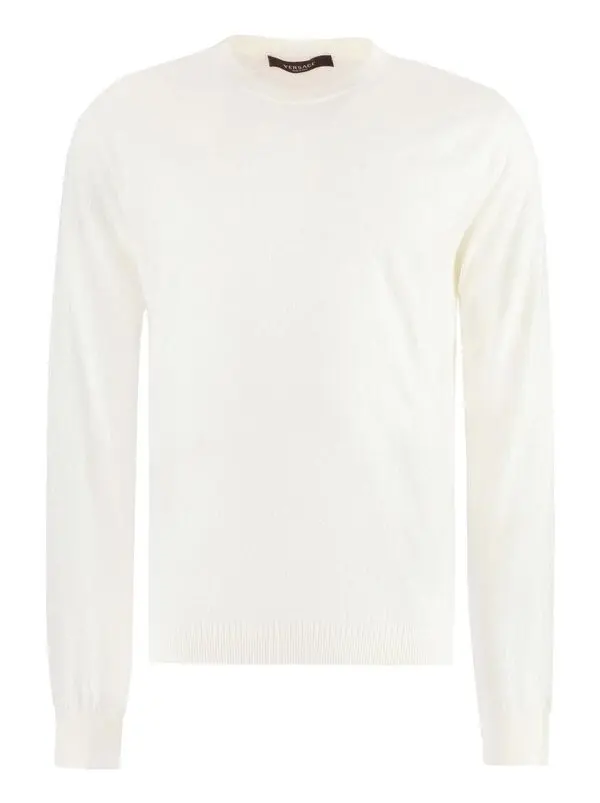 Versace Long Sleeve Cotton Blend T-shirt - Beige